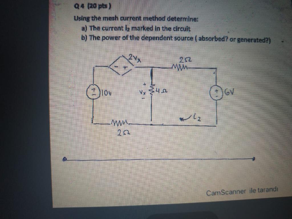 Solved Q4 (20 pts) Using the mesh current method determine: | Chegg.com