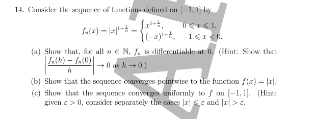 Solved 14 Consider The Sequence Of Functions Defined On 
