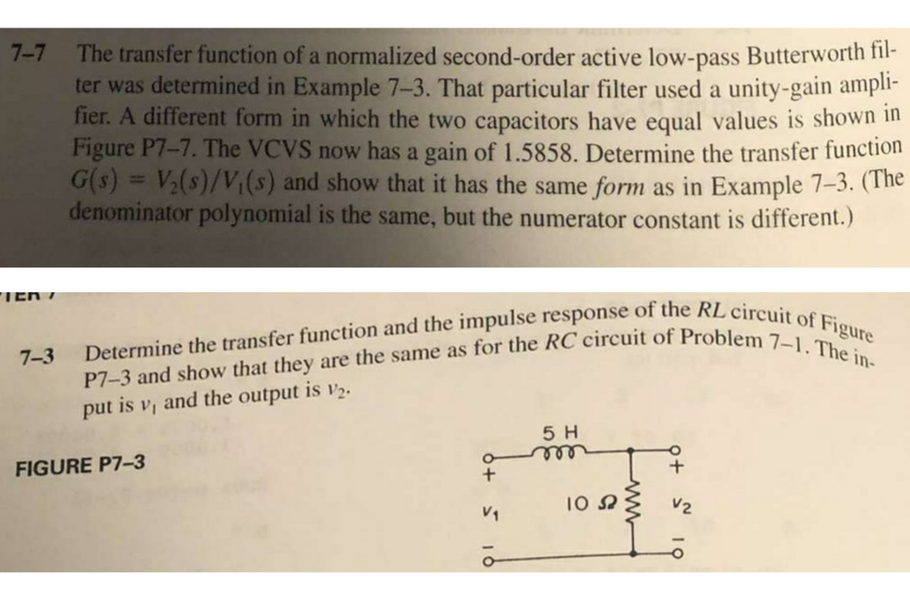 Solved 7-7 The transfer function of a normalized | Chegg.com