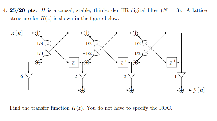 4. 25/20 pts. H is a causal, stable, third-order IIR | Chegg.com