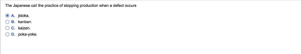 Solved The Japanese call the practice of stopping production | Chegg.com