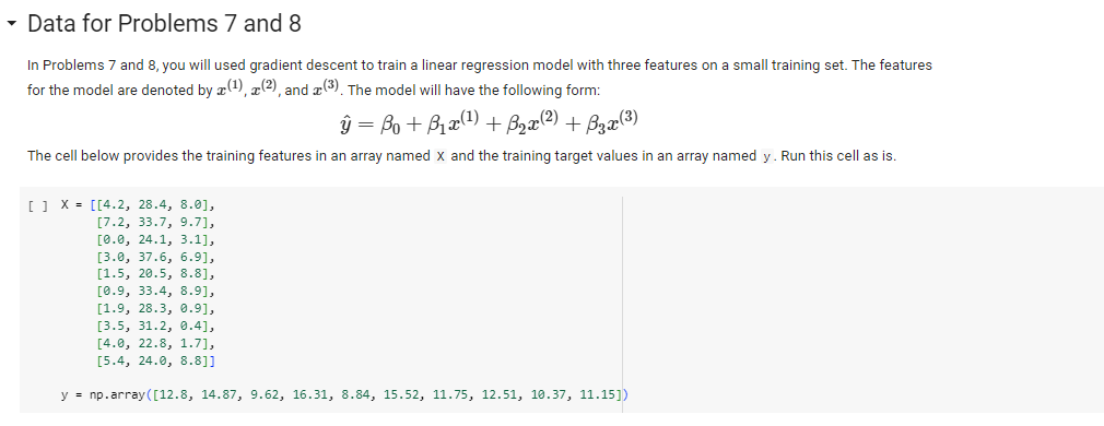 Solved In Problems 7 and 8, you will used gradient descent | Chegg.com