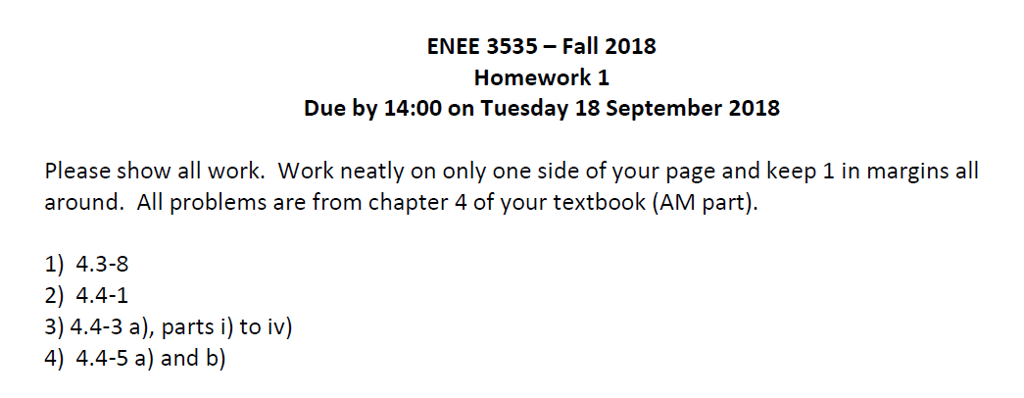 Solved ENEE 3535 Fall 2018 Homework 1 Due by 14:00 on | Chegg.com