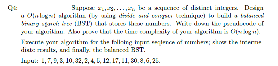 Solved Q4: Suppose 11, 22, ..., In be a sequence of distinct | Chegg.com