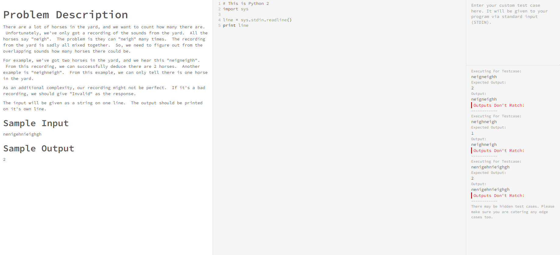 Solved Problem Description 1 # This is Python 2 2 import sys | Chegg.com