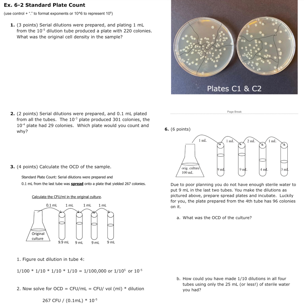 Solved Ex. 6-2 Standard Plate Count (use control + " "to | Chegg.com