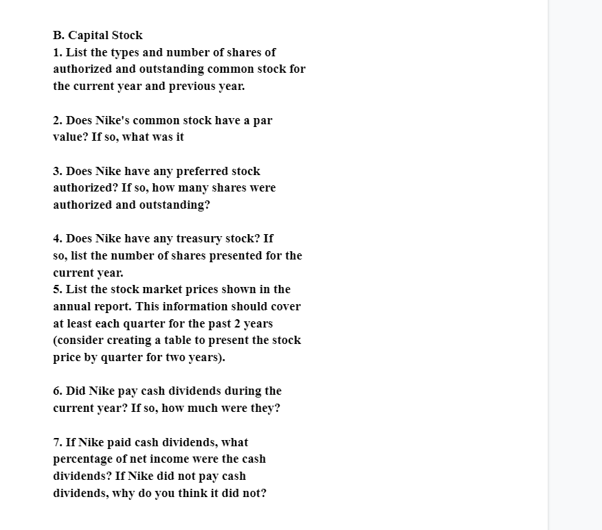 Solved Nike Capital Structure A. List the total liabilities | Chegg.com