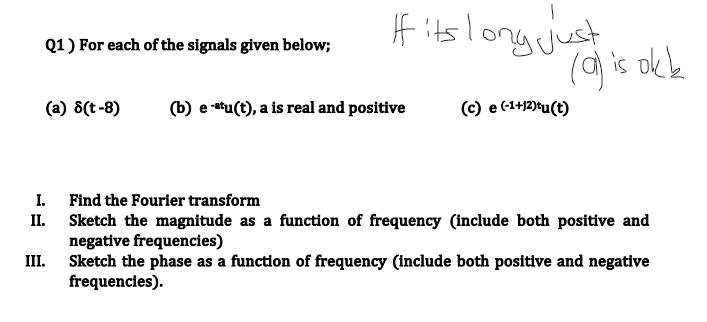 Solved Q1) For each of the signals given below; If its long | Chegg.com