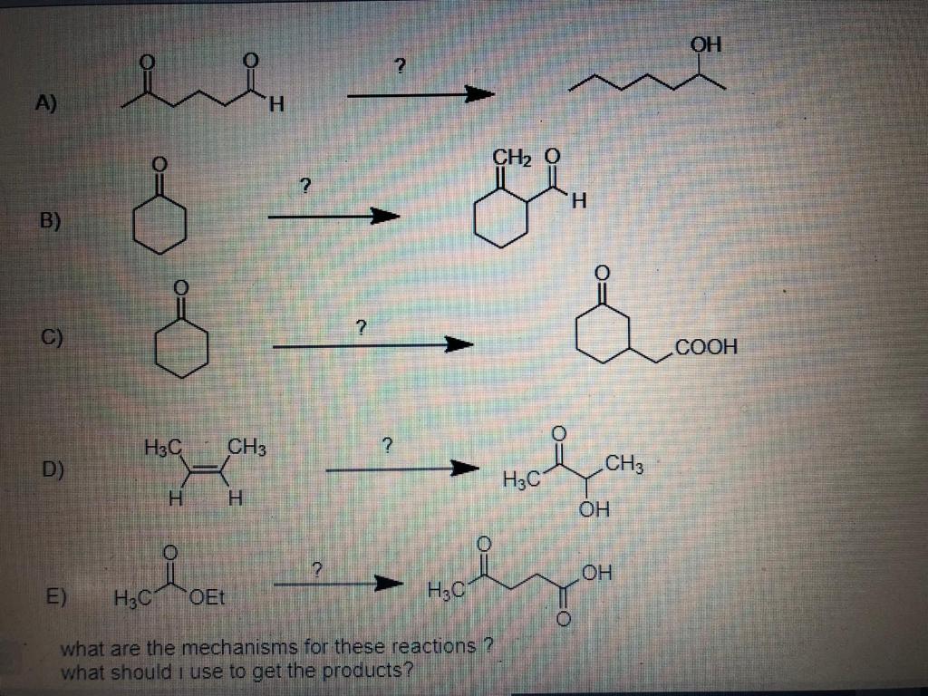 Solved ОН 2 A) H CH2 O п Н B) 5 ? C) від COOH HC CH3 ? D) | Chegg.com