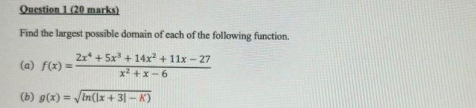 Solved Question 1 (20 marks) Find the largest possible | Chegg.com