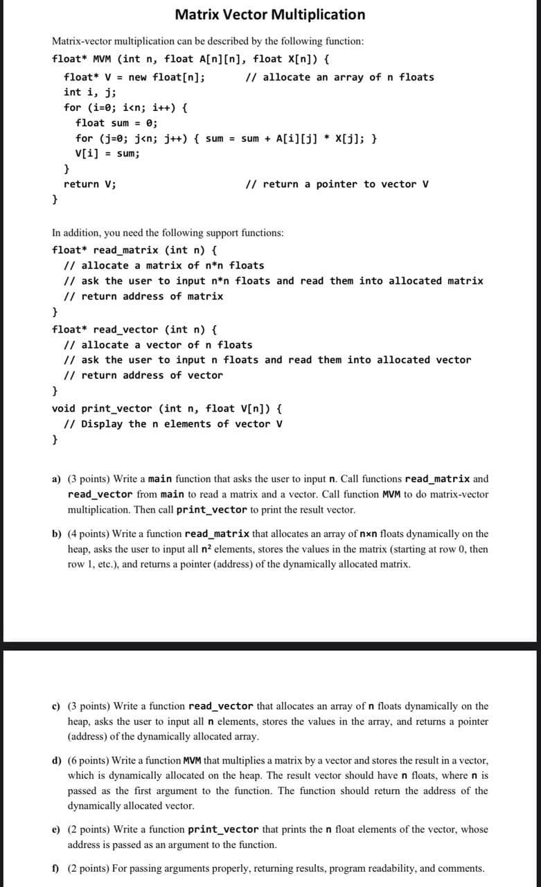Solved Matrix Vector Multiplication Matrix-vector | Chegg.com