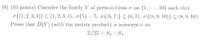 Solved (6) (10 points) Consider the family Y of permutations | Chegg.com