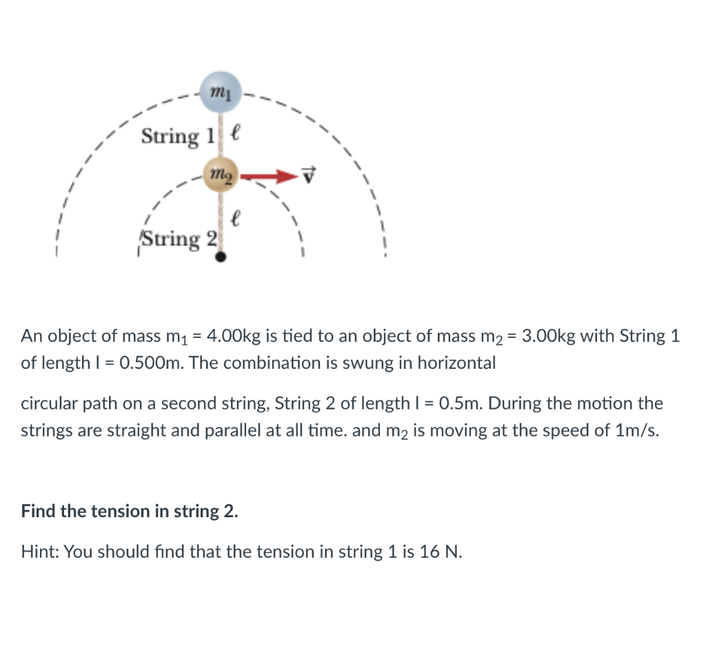 Solved mi String 1 l mo String 2 An object of mass m1 = | Chegg.com