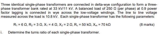 Solved Three identical single-phase transformers are | Chegg.com
