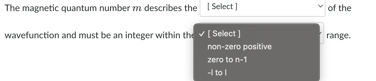 Solved The magnetic quantum number m describes the of the | Chegg.com