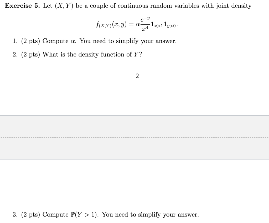 Solved Exercise 5. Let (X,Y) be a couple of continuous | Chegg.com