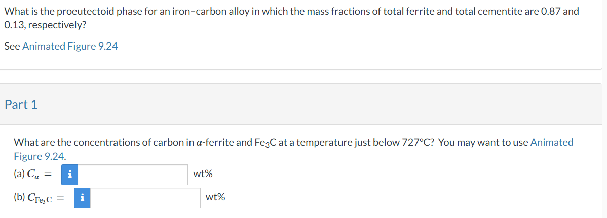 Solved What is ﻿the proeutectoid phase for an ﻿iron-carbon | Chegg.com