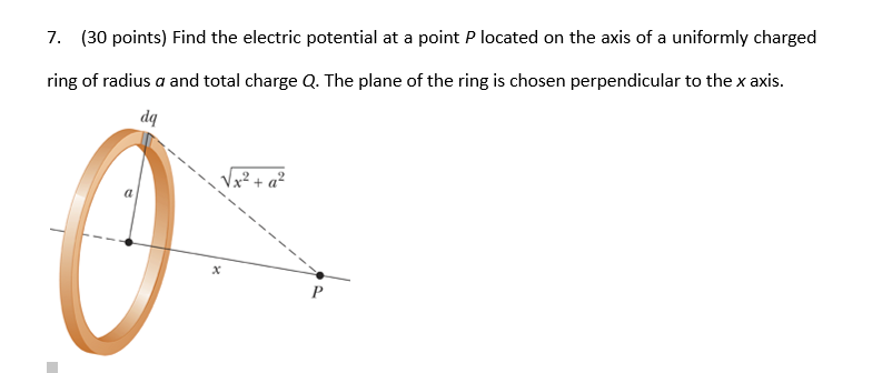Solved 7. (30 points) Find the electric potential at a point | Chegg.com