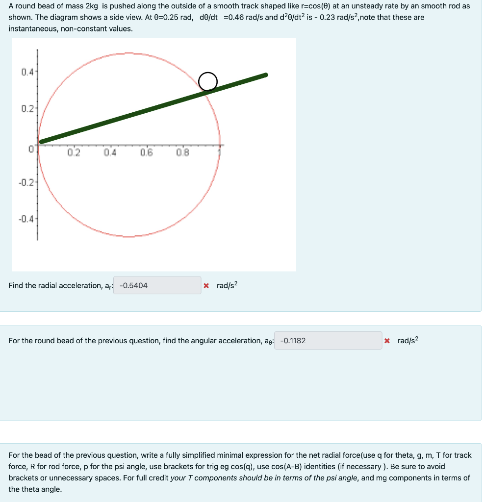 Solved A round bead of mass 2kg is pushed along the outside | Chegg.com