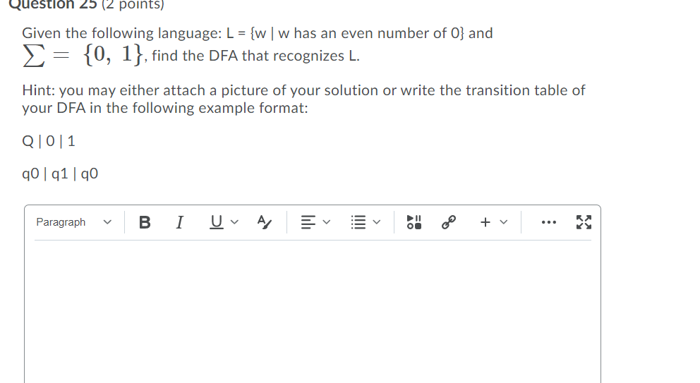 Solved Question 24 (2 points) Given the following language: | Chegg.com