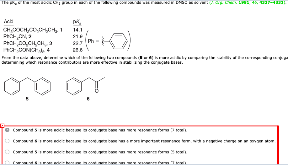 Solved The pka of the most acidic CH2 group in each of the | Chegg.com