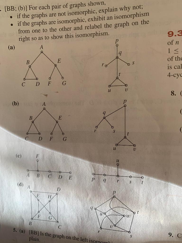 Solved - [BB; (b)] For each pair of graphs shown, if the | Chegg.com