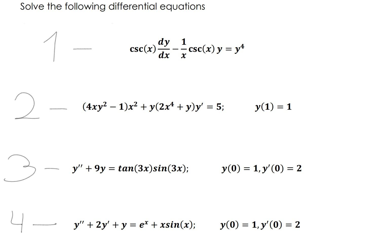 Solved Use Second Order Ordinary Differential Equations