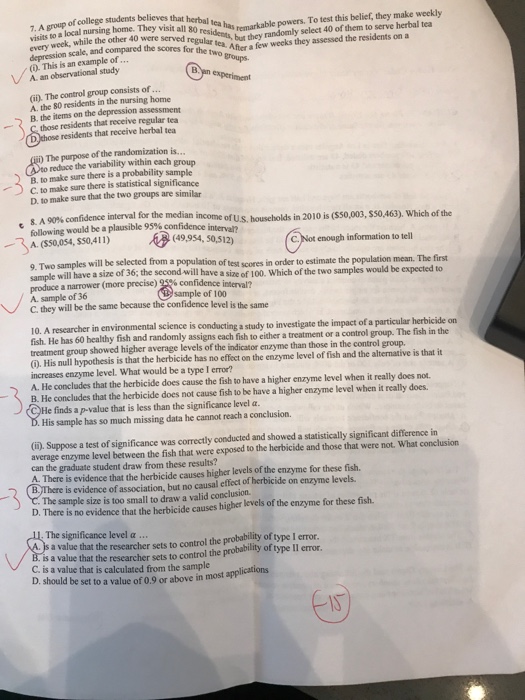 Solved Hello(: I took a test recently and totally bombed it. | Chegg.com