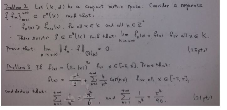 Solved Problem 2 Lot (k, d) be a compact metric space. | Chegg.com