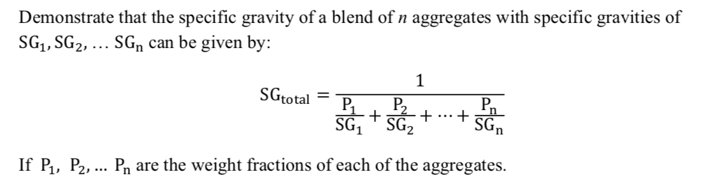Solved Demonstrate that the specific gravity of a blend of n | Chegg.com