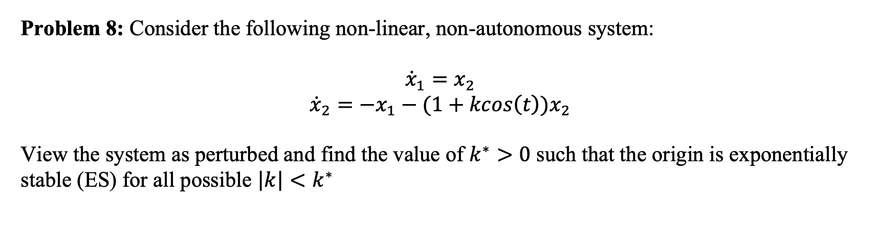 Solved Problem 8 Consider The Following Non Linear