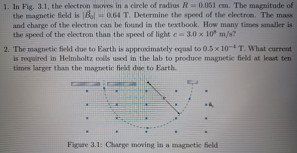 Solved 1. In Fig. 3.1, the electron moves in a circle of | Chegg.com