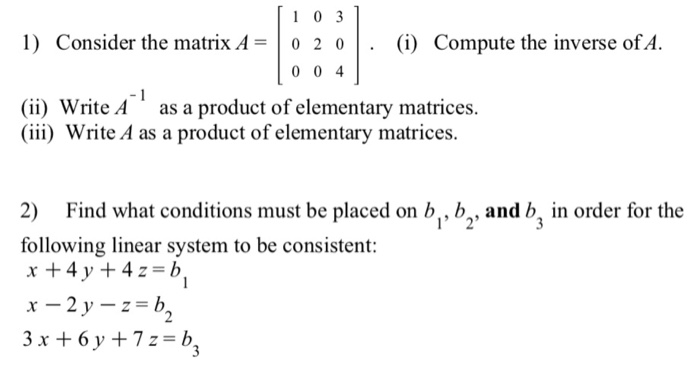 Solved 10 3 1) Consider the matrix A 02 0) Compute the | Chegg.com