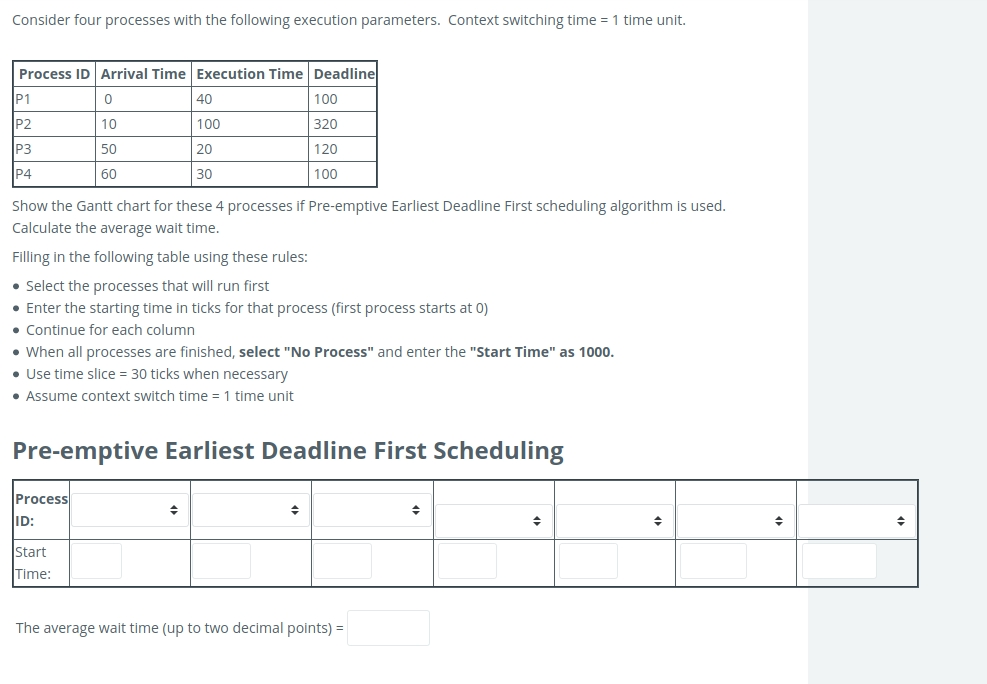 Solved Consider four processes with the following execution | Chegg.com