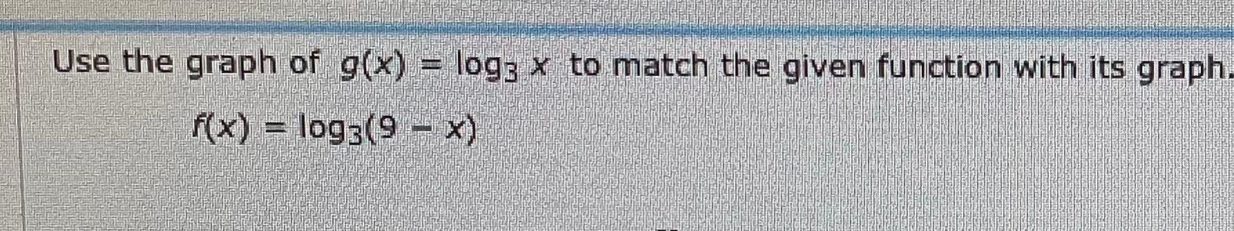 Solved Use the graph of g(x) = log3 x to match the given | Chegg.com
