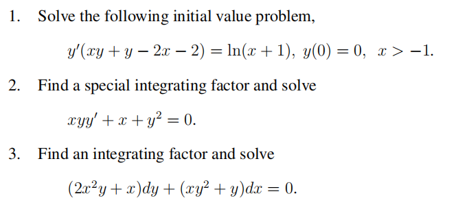 Solved 1. Solve the following initial value problem, | Chegg.com