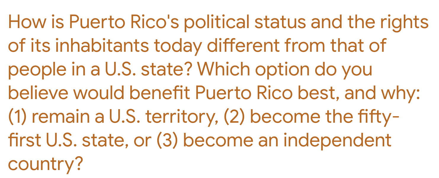 How is Puerto Rico's political status and the rights | Chegg.com