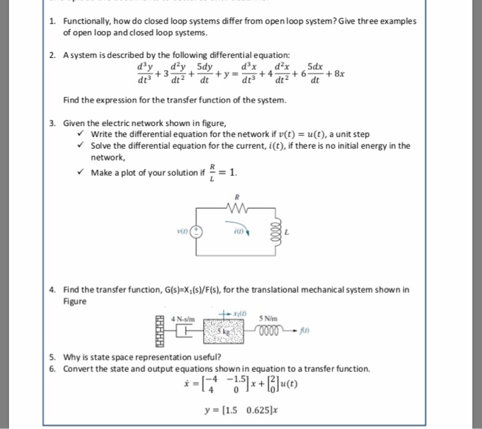 Solved 1 Functionally How Do Closed Loop Systems Differ