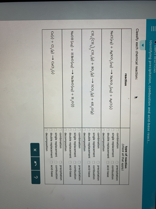 Solved Simple Reactions Identifying Precipitation