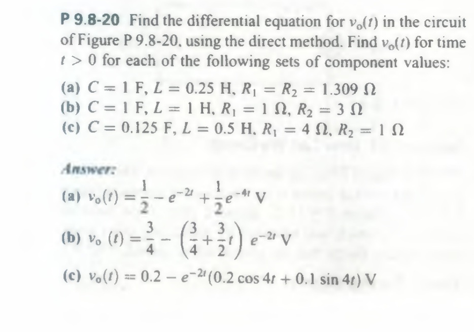 P 9.8-20 Find the differential equation for v0(t) in | Chegg.com