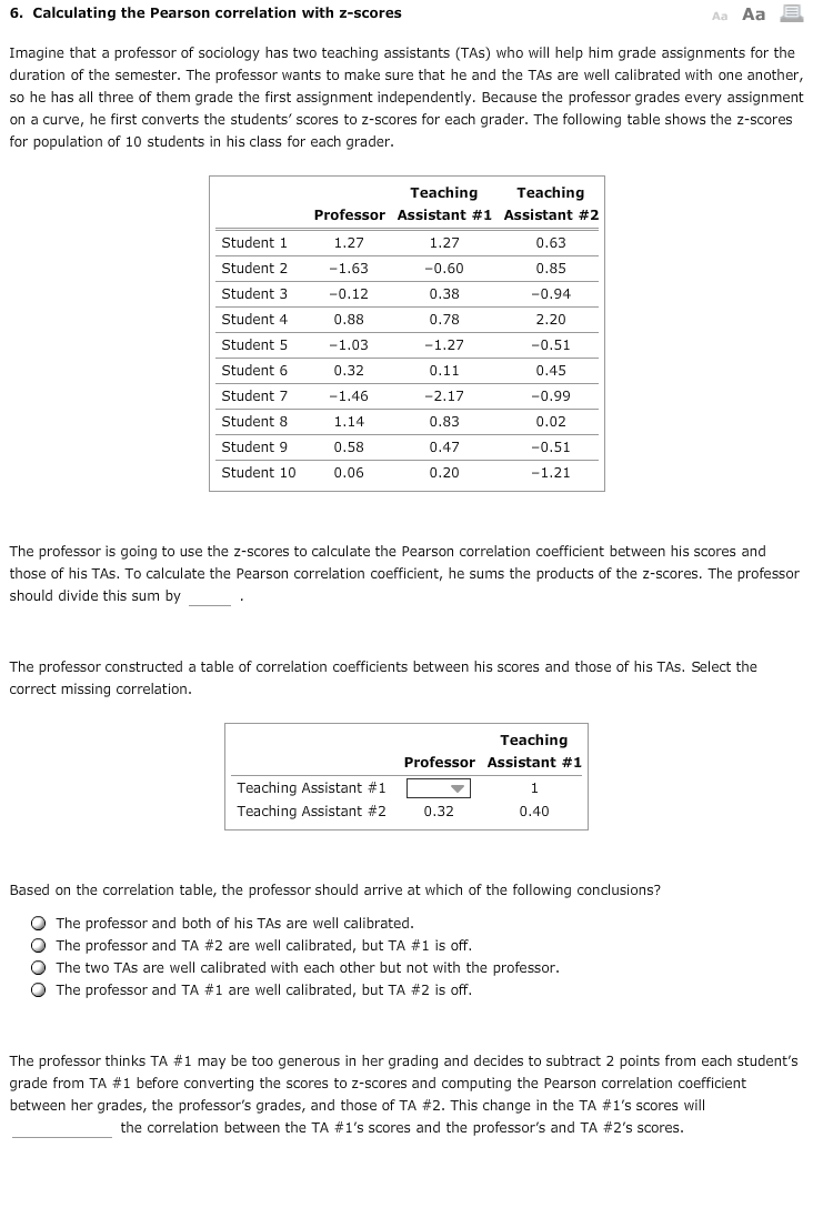 Solved 6. Calculating the Pearson correlation with z-scores | Chegg.com