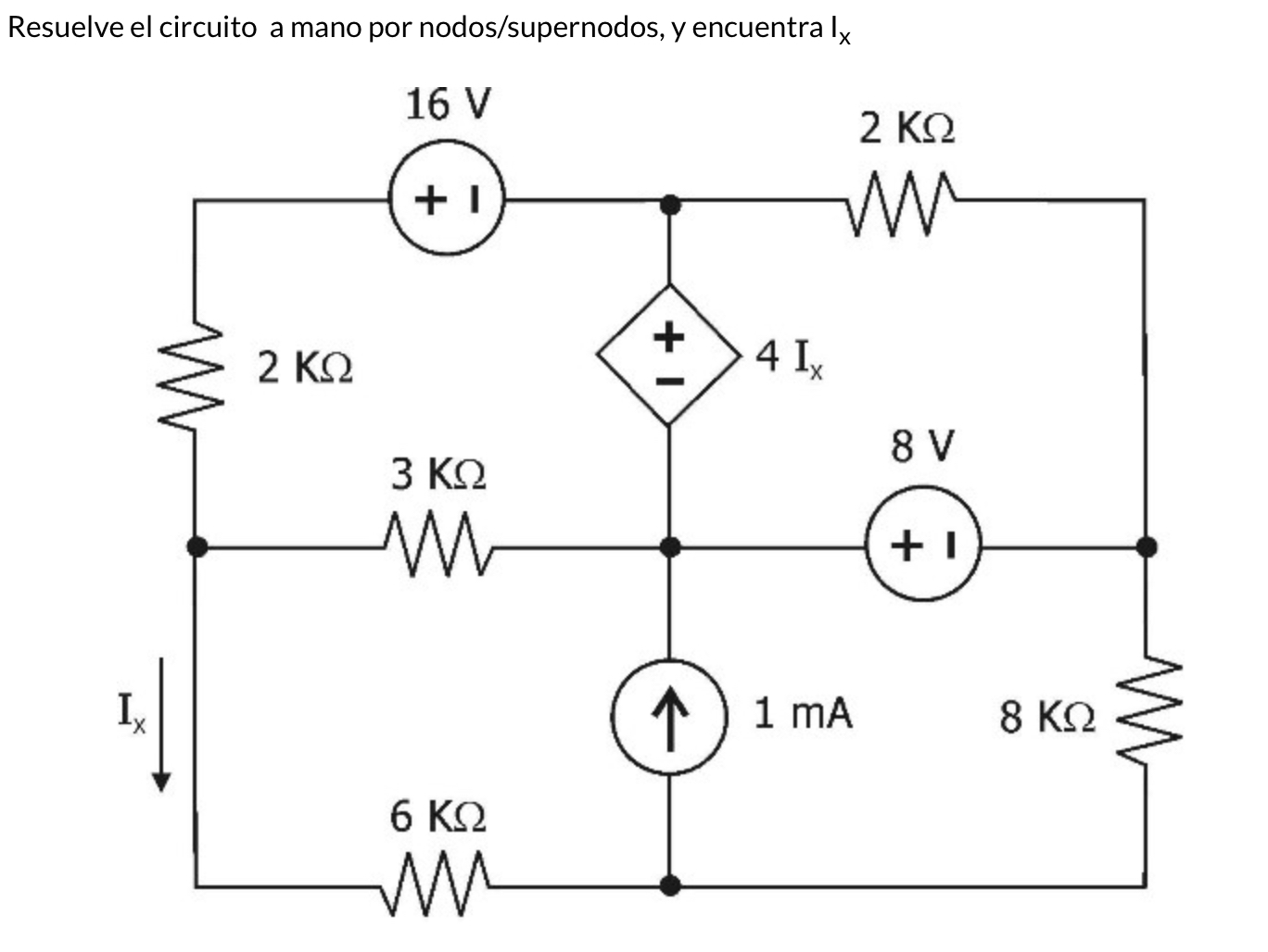Solved Resuelve el ﻿circuito a mano por nodos y ﻿supernodos, | Chegg.com