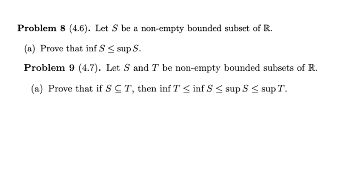Solved Problem 8 (4.6). Let S be a non-empty bounded subset | Chegg.com