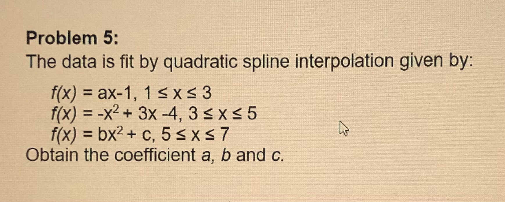 Solved Problem 5: The data is fit by quadratic spline | Chegg.com