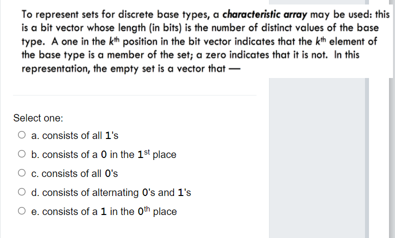 Solved To represent sets for discrete base types, a | Chegg.com