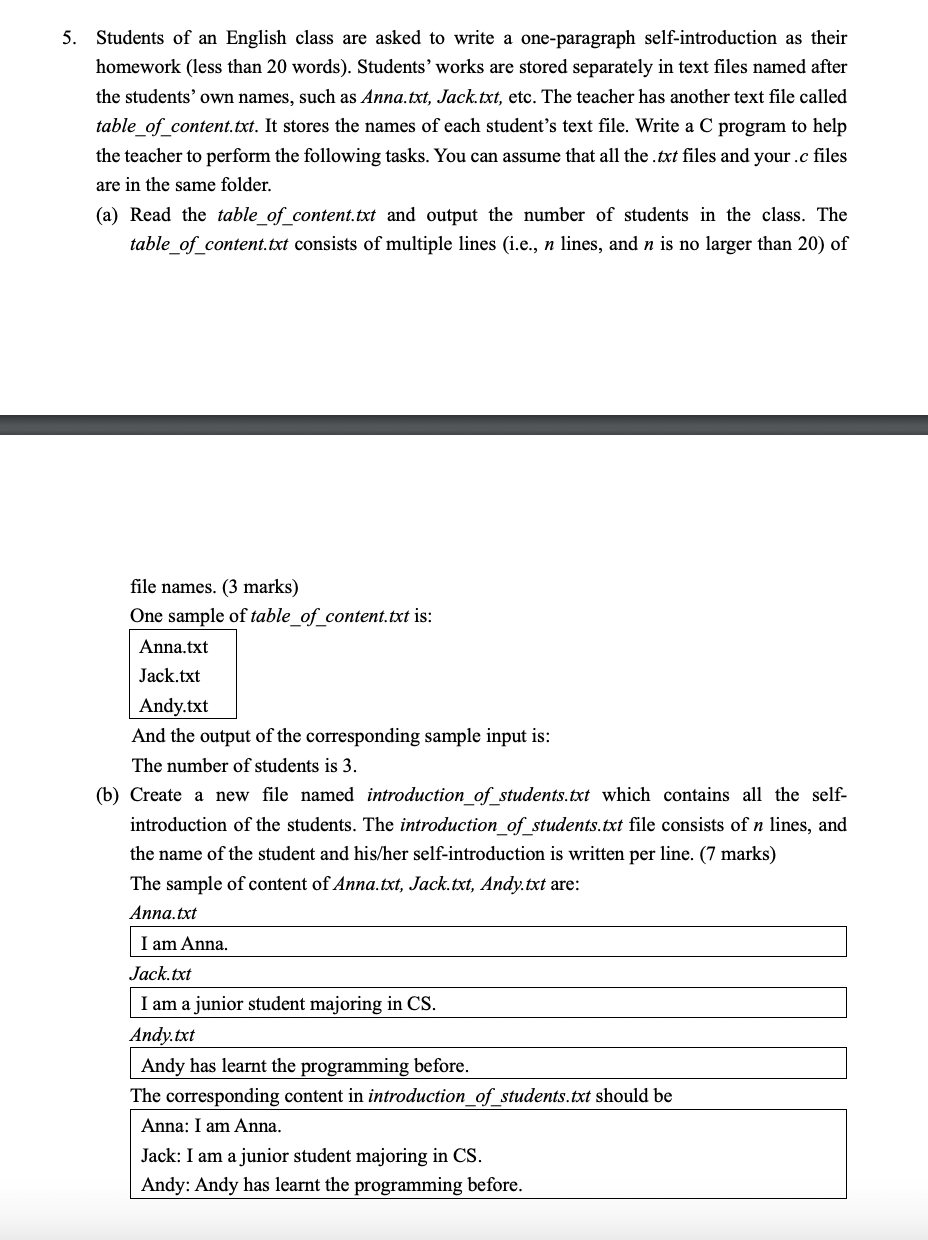 Solved 5. Students of an English class are asked to write a | Chegg.com