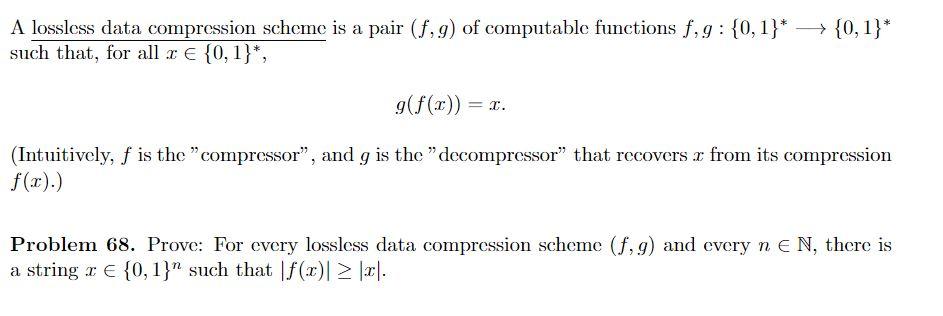 Solved A lossless data compression scheme is a pair (f.9) of | Chegg.com