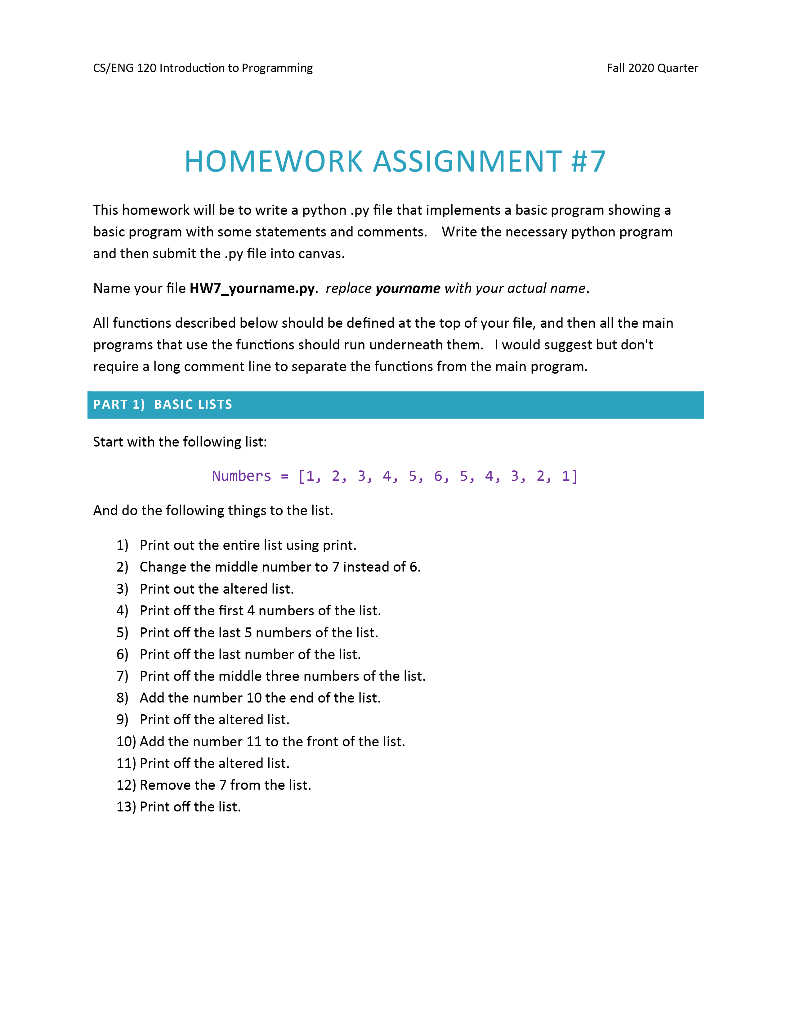 Solved Basic Lists Python - I need help answering this | Chegg.com