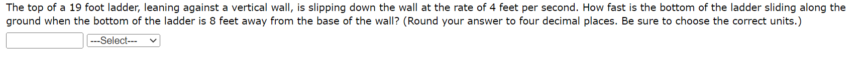 Solved The top of a 19 foot ladder, leaning against a | Chegg.com