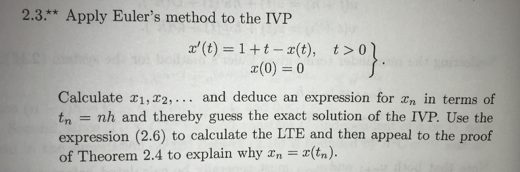 Solved Numerical Methods for Ordinary Differential | Chegg.com
